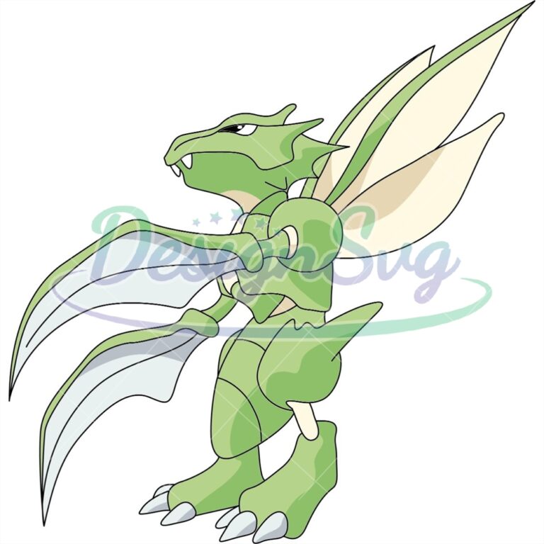 Anime Green Scyther The Bug Flying Type Pokemon SVG - DesignSVG
